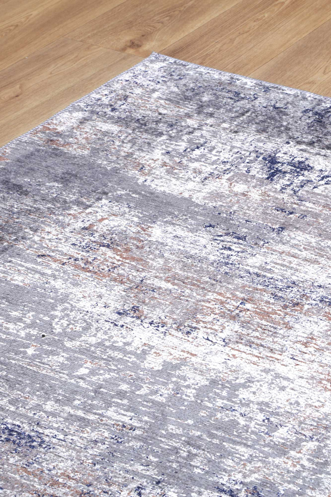 Abstract Border Echo in Blue & Grey Rug – The Rug Collective™
