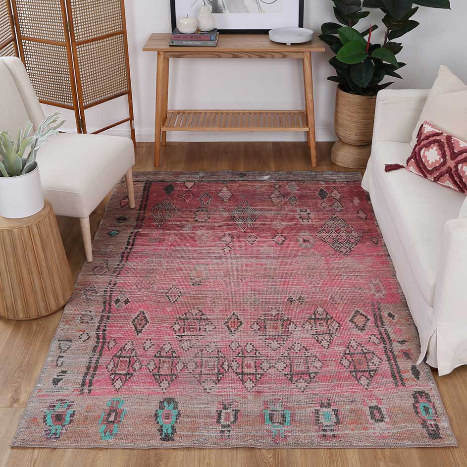 Vintage Chaima Tribal Rose Rug – The Rug Collective™